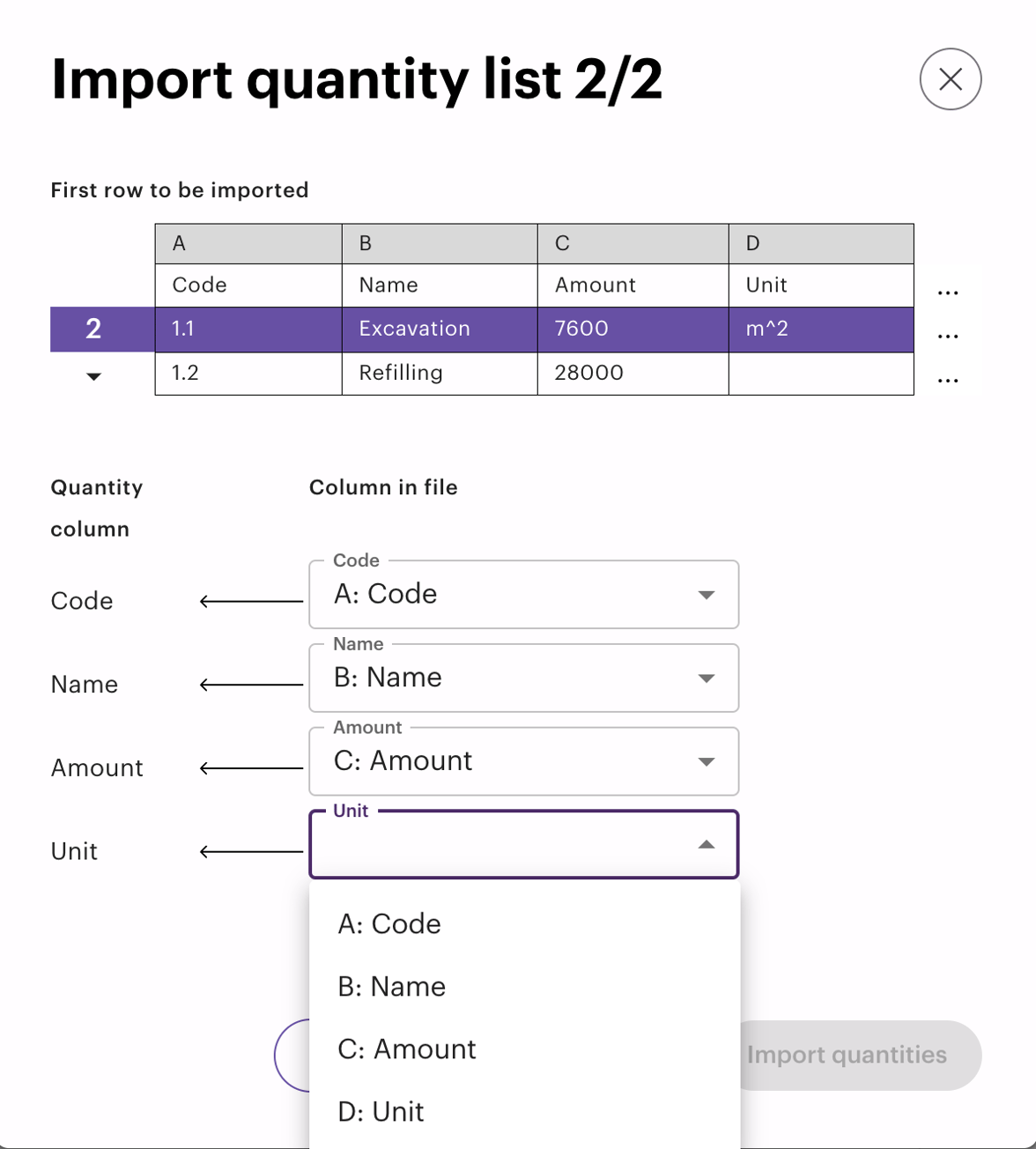 Quantity-based scheduling from the bill of quantities